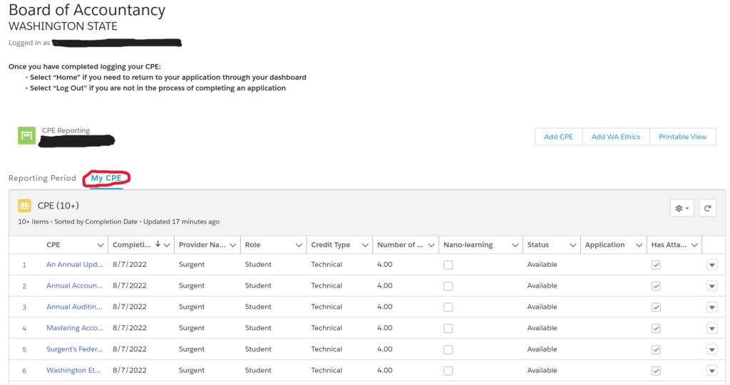 USCPAライセンス「CPE Tracker」の記録方法【ワシントン州の場合】 | USCPAどこのブログ